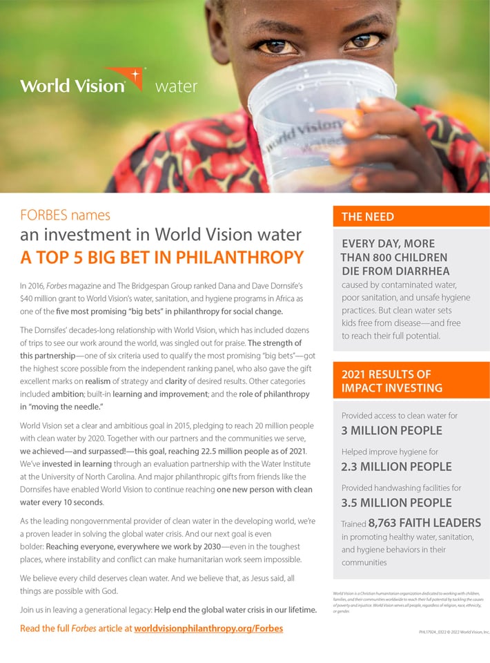 Forbes names an investment in World Vision water a top 5 big bet in ...