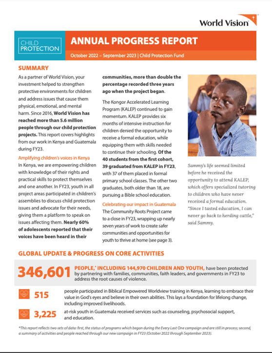 Child Protection | World Vision Philanthropy
